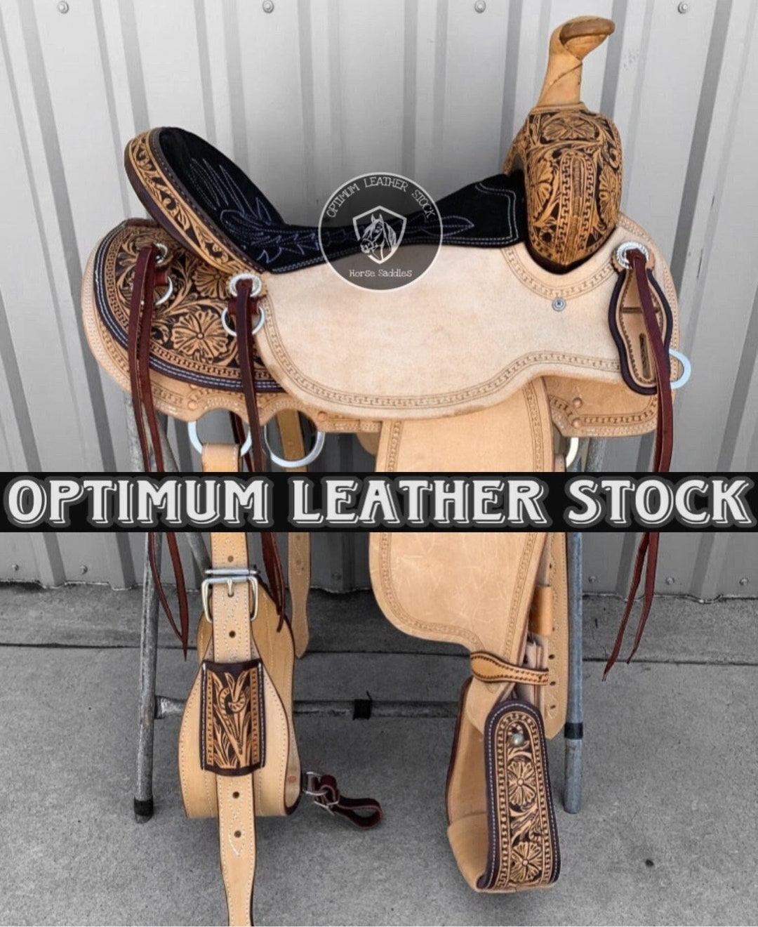 Western Reining Hand Carved Premium Leather Trail Horse Saddle With ...