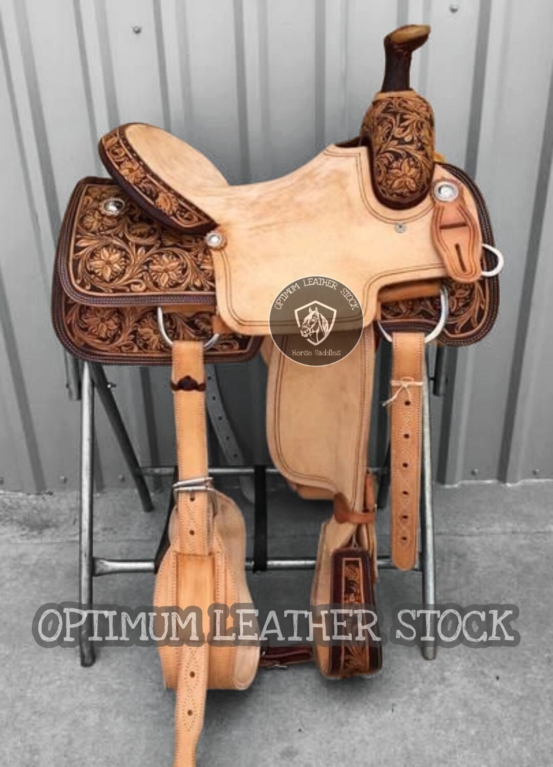 Premium Leather Hand Carved Western Ranch Roping Horse Saddle With ...