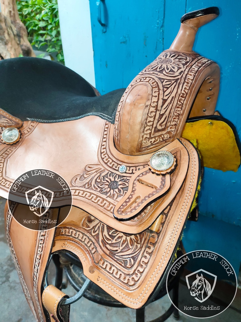 Handmade Western Leather Hand Carved Ranch Roper Horse Saddle - Etsy