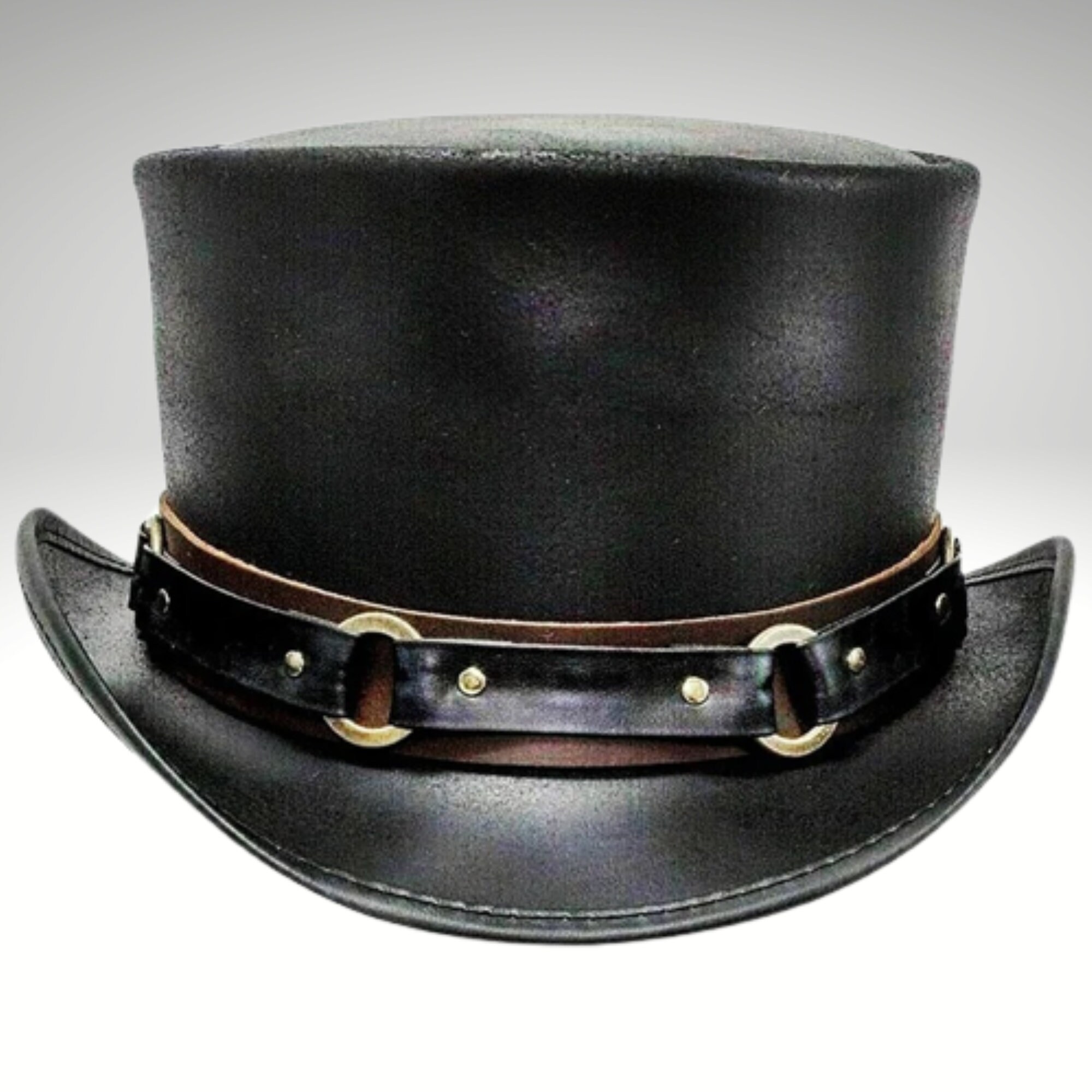 Black Vintage Top Hat - Handmade With 100% Cowhide Leather Hat - Etsy