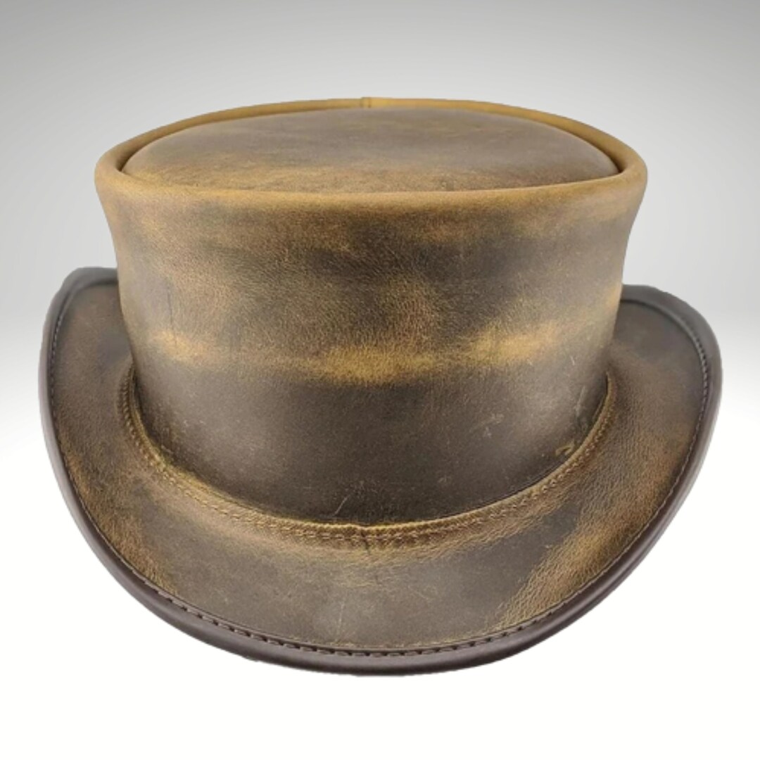 Chocolate Brown Marlow Leather Top Hat With No Band Handmade With 100% ...