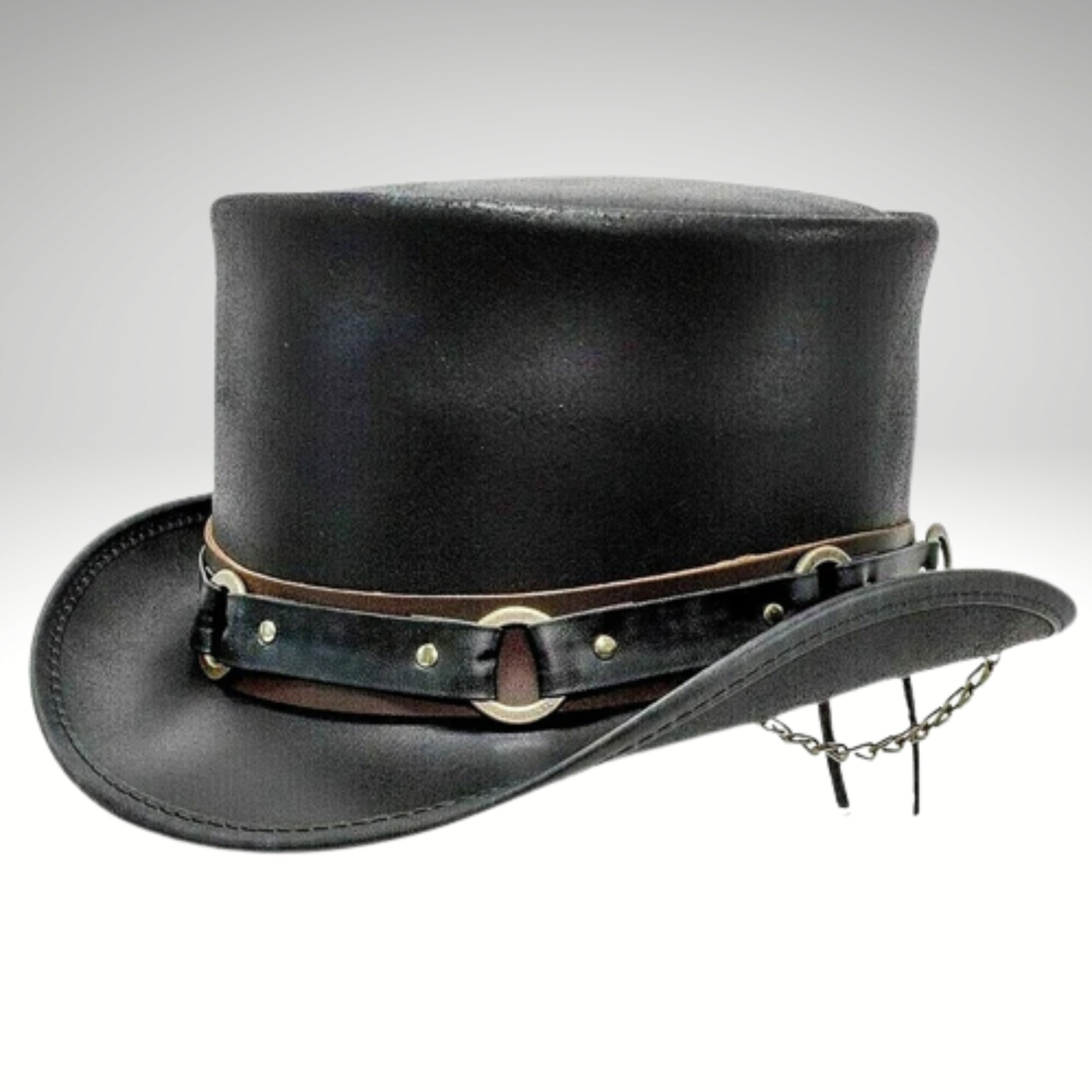 Black Vintage Top Hat - Handmade With 100% Cowhide Leather Hat - Etsy