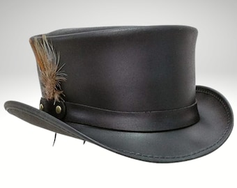 Chocolate Brown Marlow Leather Top Hat With No Band Handmade With 100% ...