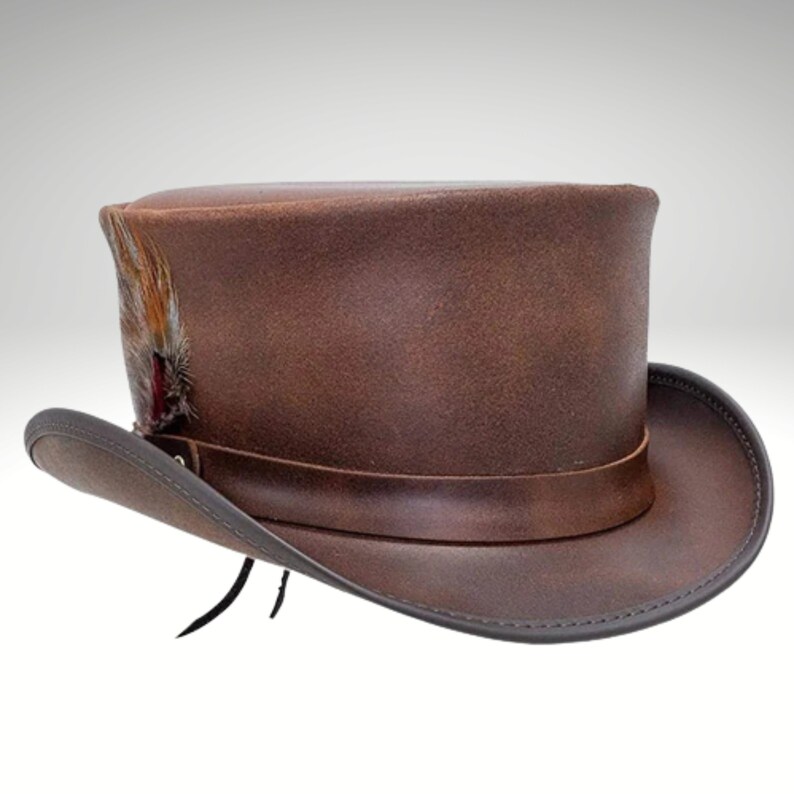 Mens Brown Top Hat - 100% Handmade With Cowhide Leather Hat - Etsy