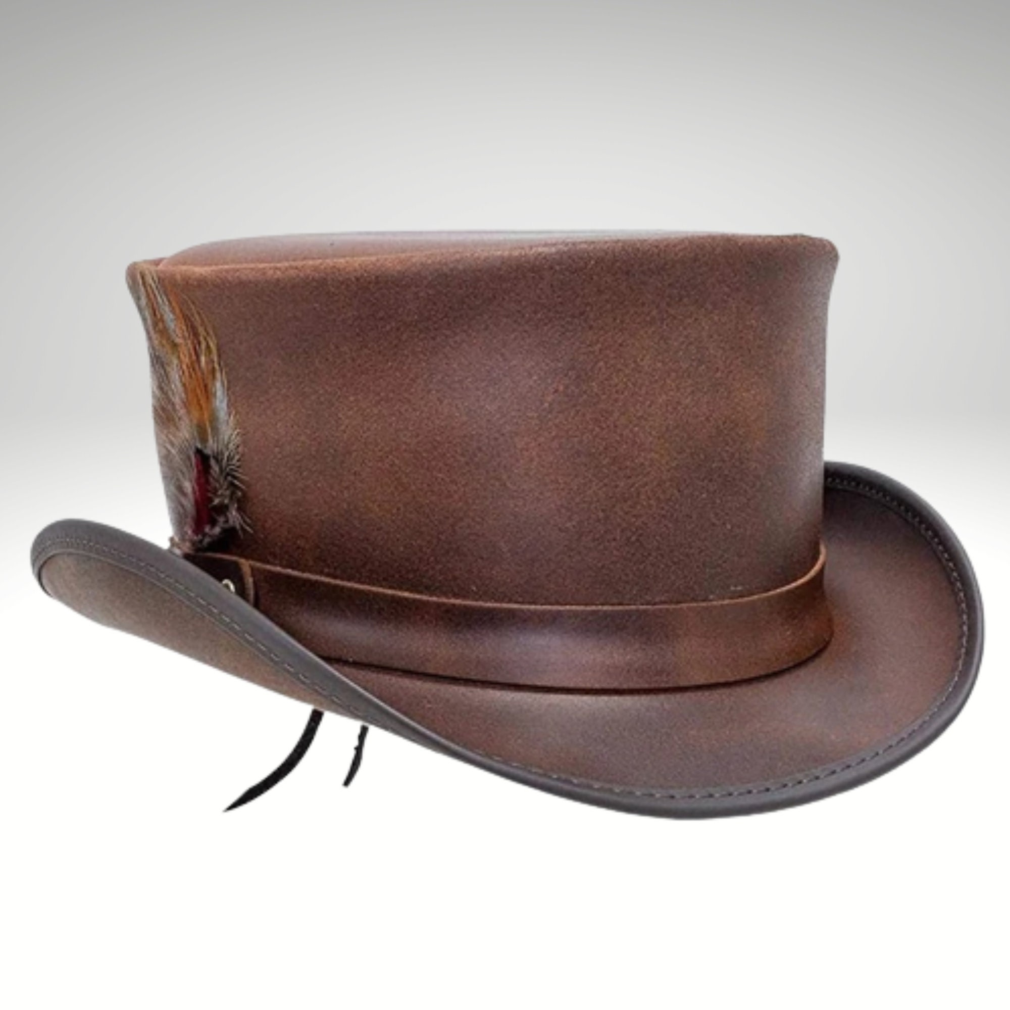 Mens Brown Top Hat - 100% Handmade With Cowhide Leather Hat - Etsy
