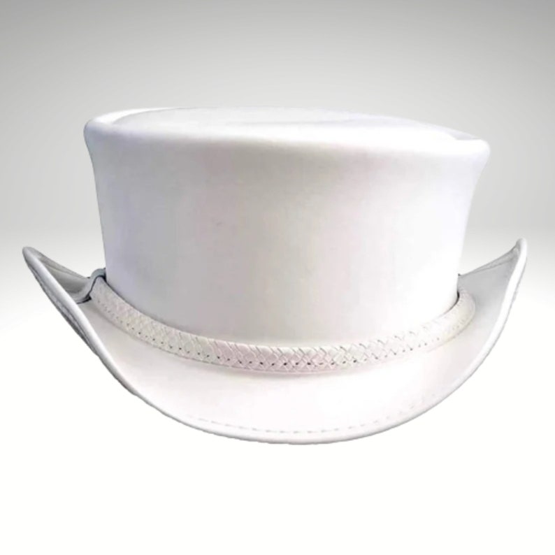 White Top Hat - Handmade With 100% Cowhide Leather - Etsy