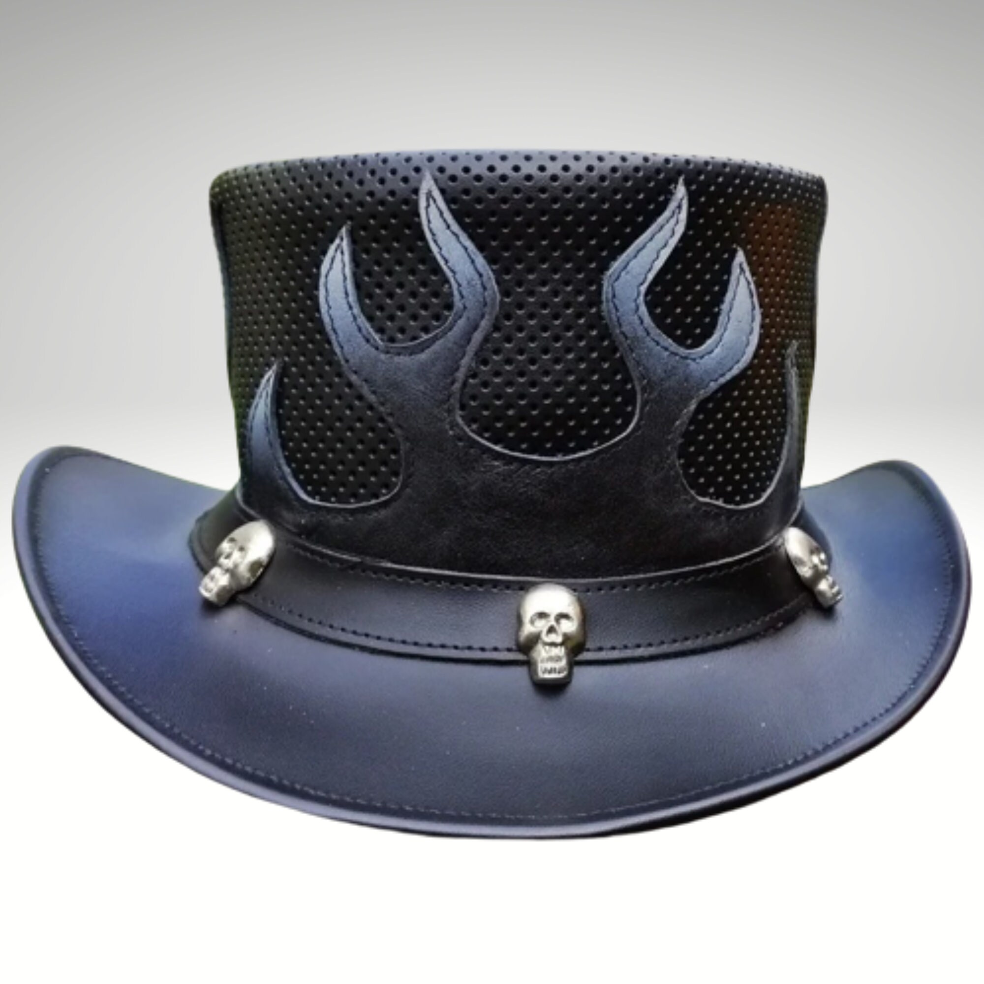 Flame Hat | Leather Flame Top Hat | Flames Hat- Handmade With 100% ...