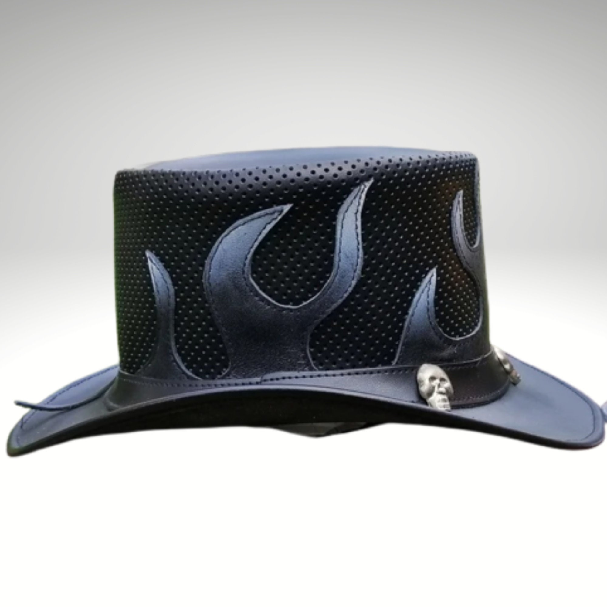 Flame Hat | Leather Flame Top Hat | Flames Hat- Handmade With 100% ...