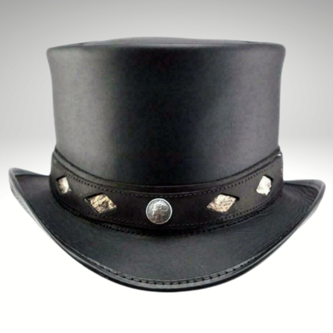 Black Steampunk Top Hat - Handmade With Original Leather - Etsy
