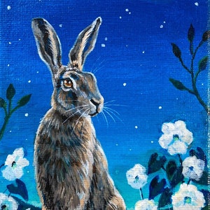 Hare Art ~ Hare Painting ~ Original Art ~ Small Hare Canvas Art ...