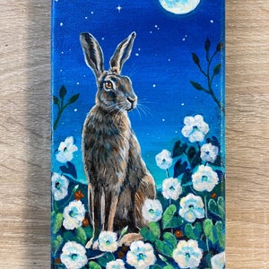 Hare Art Hare Painting Original Art Small Hare Canvas Art Acrylic ...
