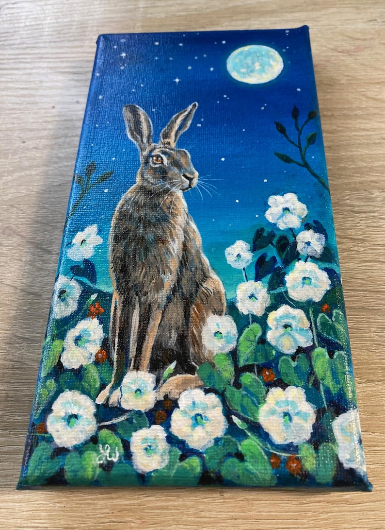 Hare Art Hare Painting Original Art Small Hare Canvas Art Acrylic ...