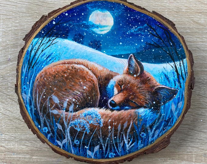 Fox Wood Slice ~ Hand Painted Wood Slice ~ Cottagecore Wall Plaque ...