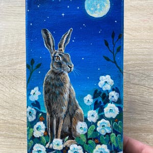 Hare Art ~ Hare Painting ~ Original Art ~ Small Hare Canvas Art ...