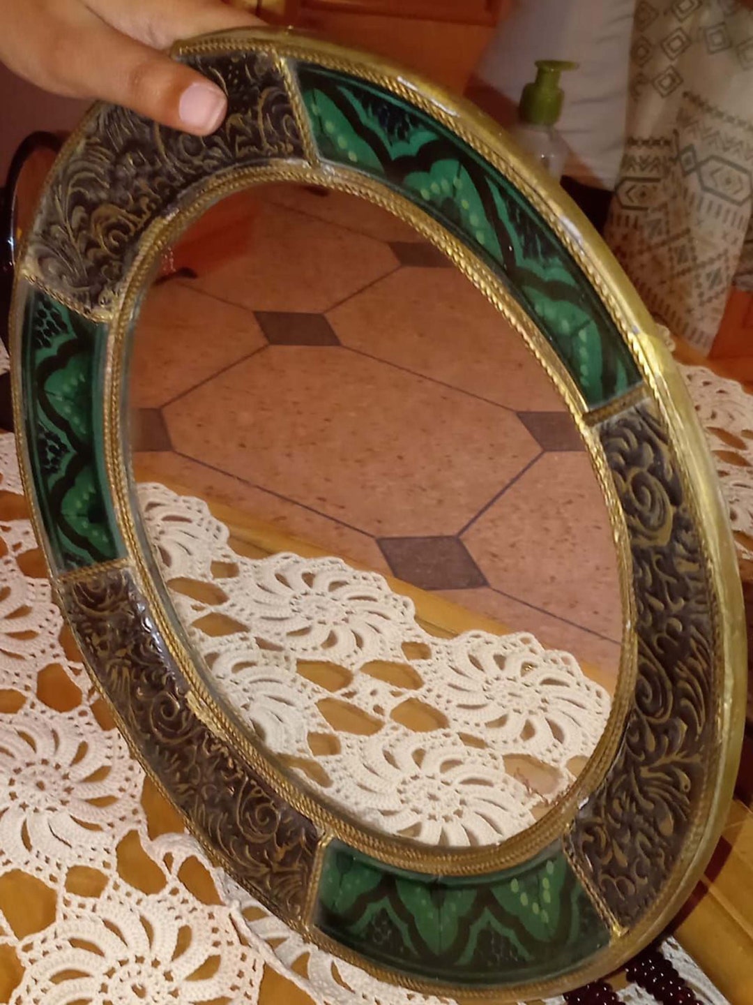 Mirror Made of Wood and Steel With Golden Inscriptions on Its - Etsy