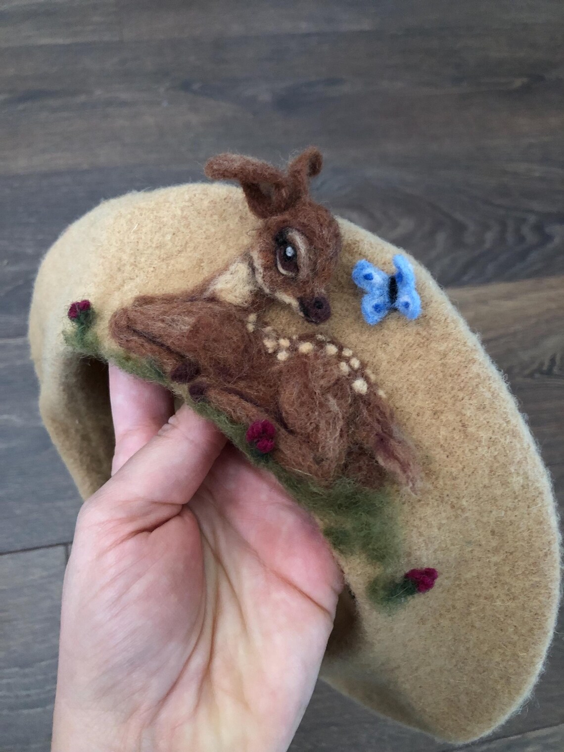 Cute Deer Hat, Handmade Felted Wool Hats, Felted Wool Hat for Winter ...