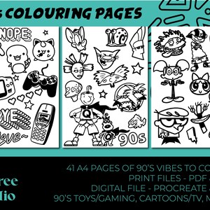 90s Colouring Pages, Cartoons Gaming Music, 90s Aesthetic, Colouring ...