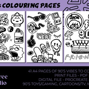 90s Colouring Pages, Cartoons Gaming Music, 90s Aesthetic, Colouring ...