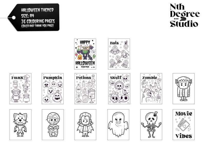 Halloween Printable Colouring Pages, Instant Download, Art and Crafts ...