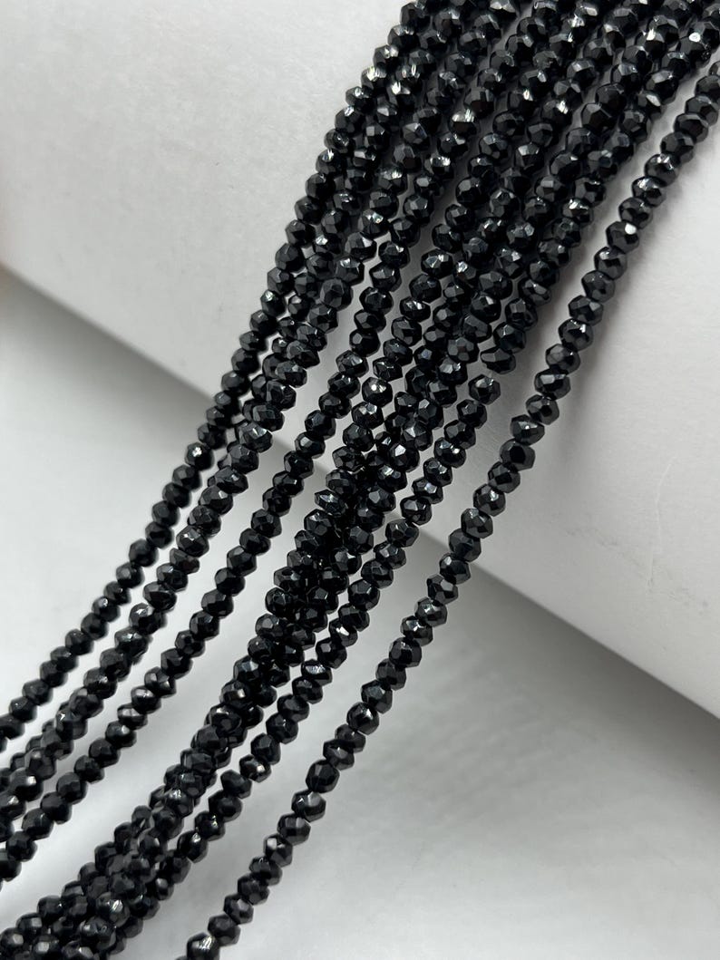 AAA Schwarze Spinell Perlen: Natürliche facettierte Rondelle, 3 mm ...