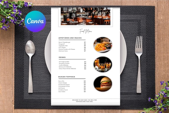 Canva Fast Food Restaurant Menu Template Trendy Restaurant - Etsy Canada