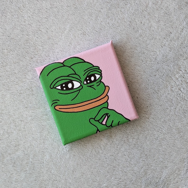 Smug Pepe Peepo Painting Canvas Painting Meme Frog - Etsy