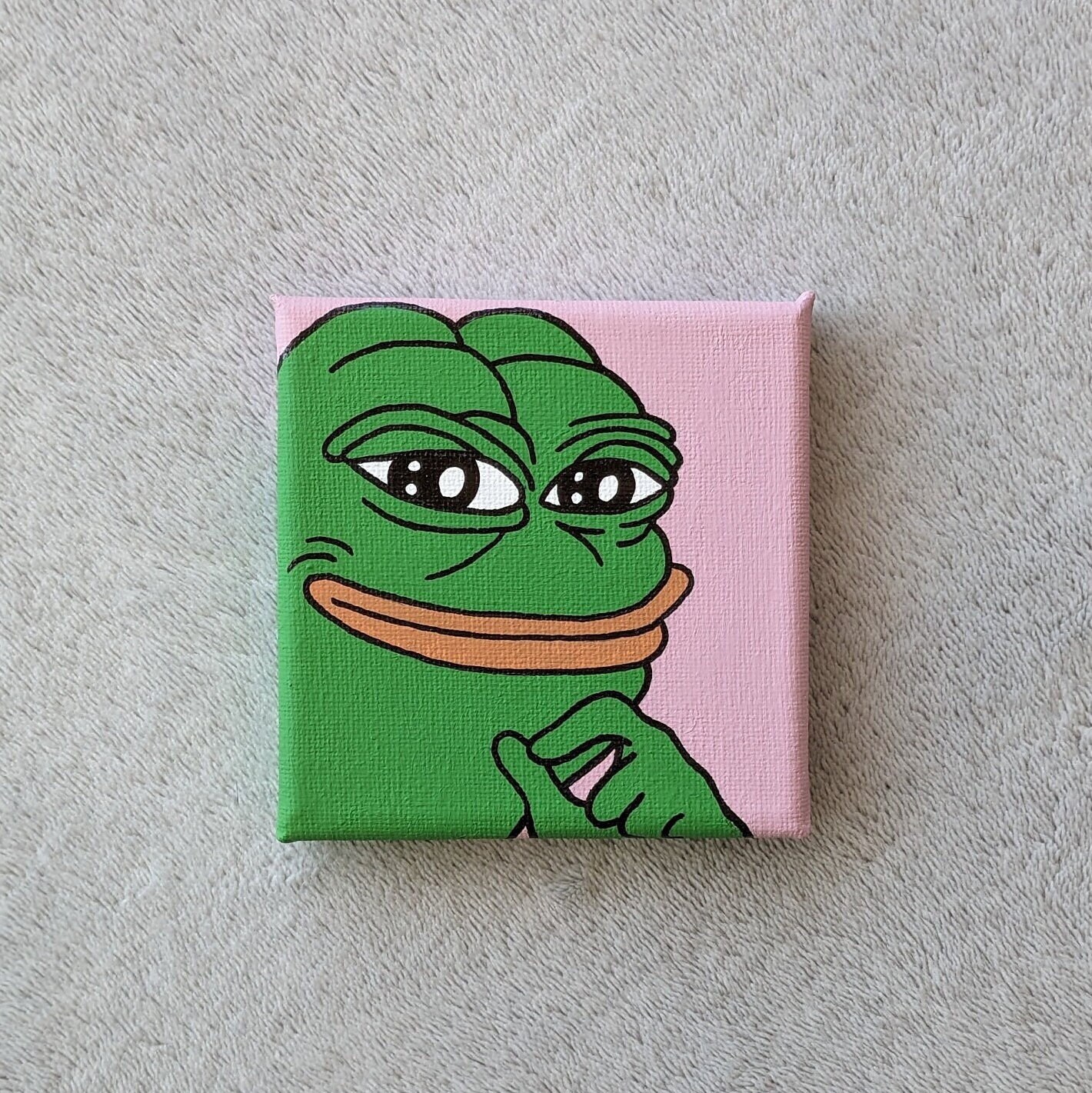 Smug Pepe Peepo Painting Canvas Painting Meme Frog - Etsy