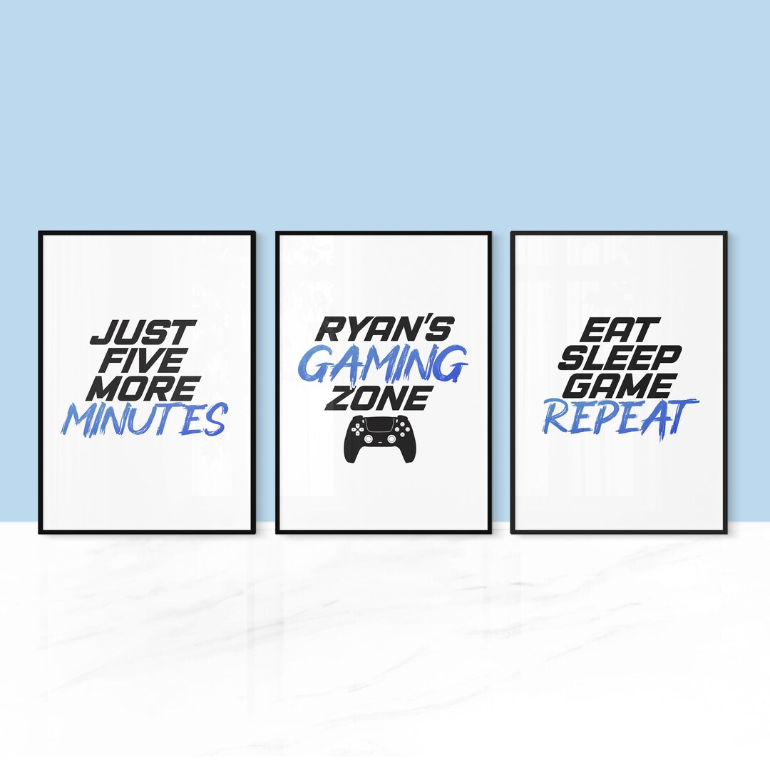Set of 3 Gaming Prints, Personalised Gamer Gift, Gaming Room, Games ...