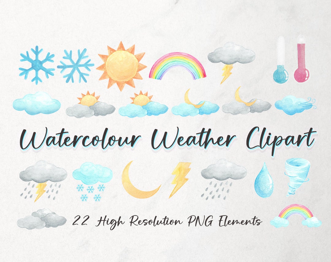 Watercolour Rainbow Clipart Digital Pack Boho Weather - Etsy Ireland