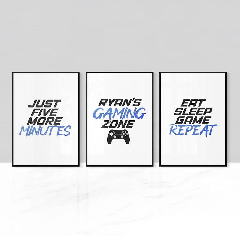 Set of 3 Gaming Prints, Personalised Gamer Gift, Gaming Room, Games ...