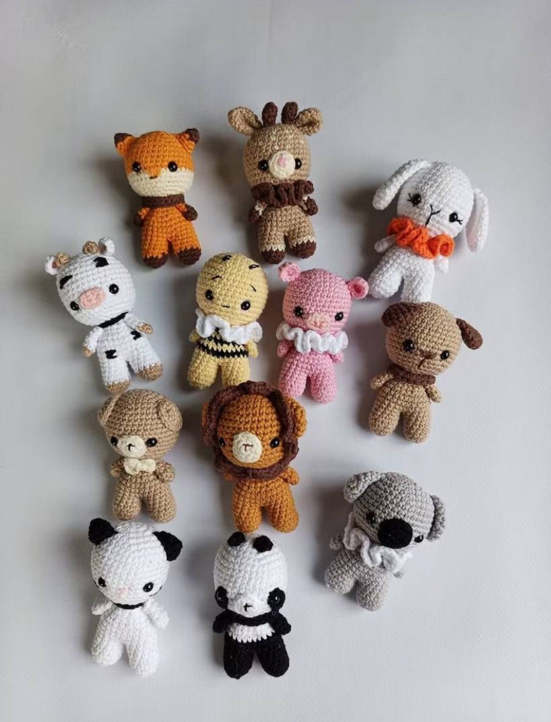 Mini Animals Toys Set:rabbit,deer,fox,cow,bee,pig,dog,bear,lion,koala ...