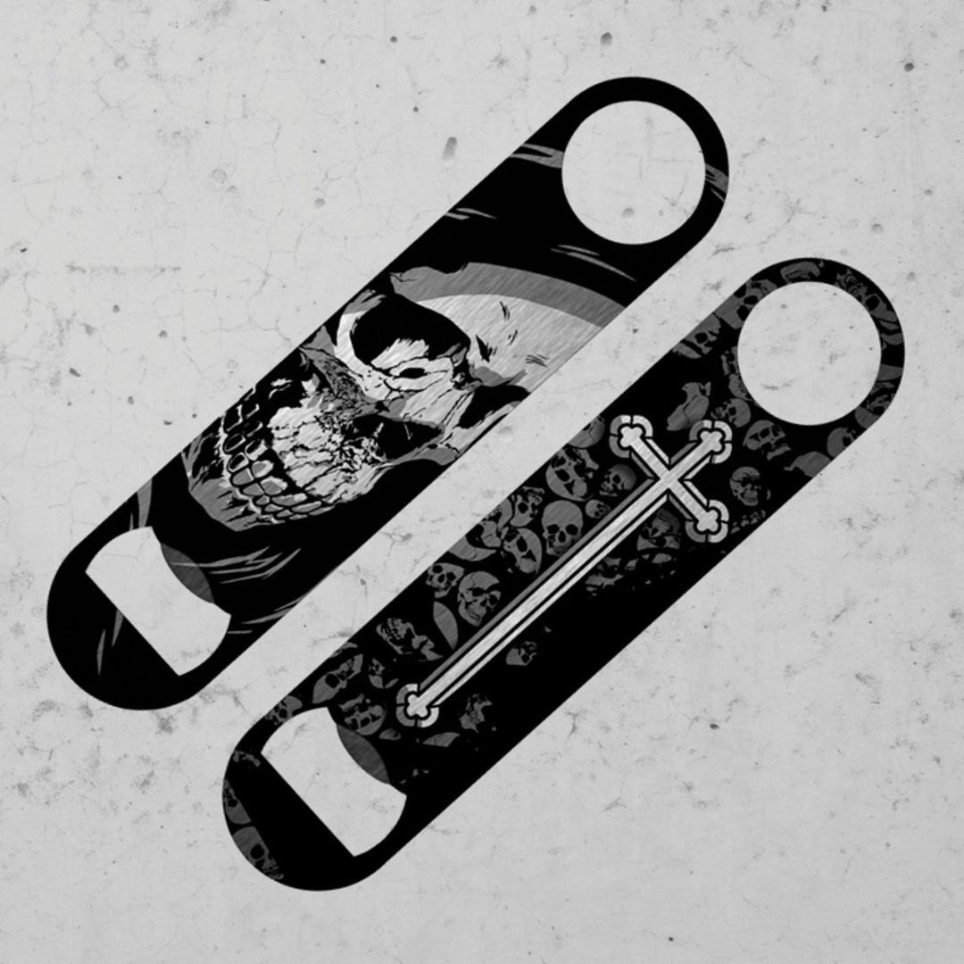 Immortal Grim Reaper Skull With Cross Bar Blade Bottle Opener in Black ...
