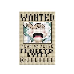 One Piece Monkey D. Luffy Mini Cross Stitch Pattern PDF File - Etsy