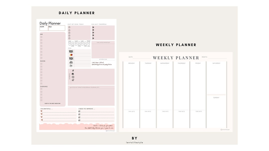 A4, A5, Letter_ Daily Planner & Weekly Planner, Printable Planner ...