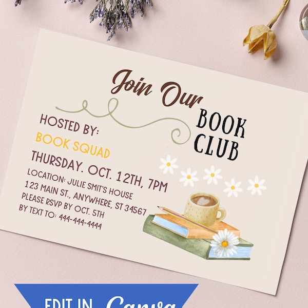Canva Book Club Template - Etsy