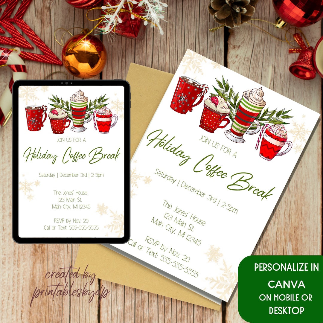 Holiday Coffee Break Invitation, Christmas Coffee Invitation, Printable ...