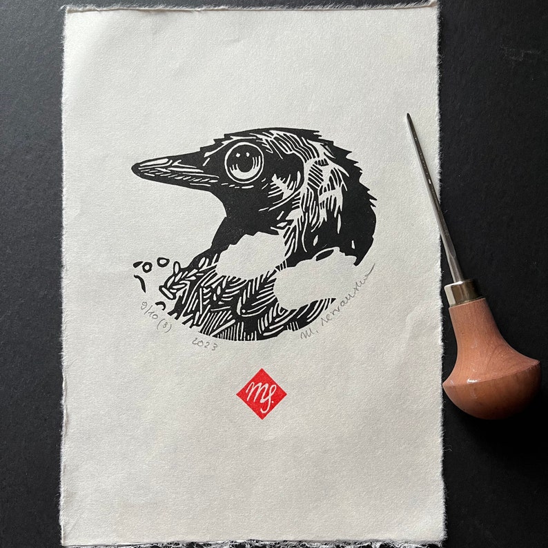 BIRD. Linocut Print - Etsy