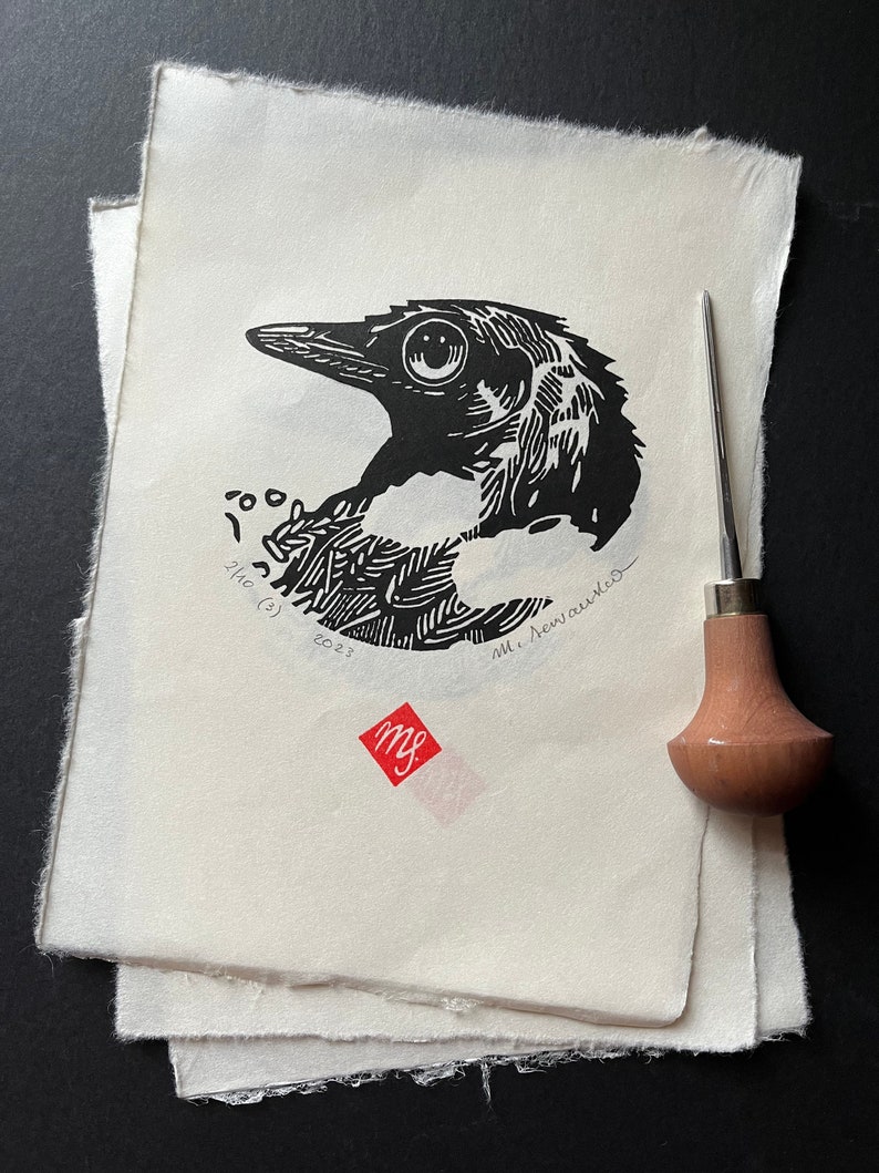 BIRD. Linocut Print - Etsy