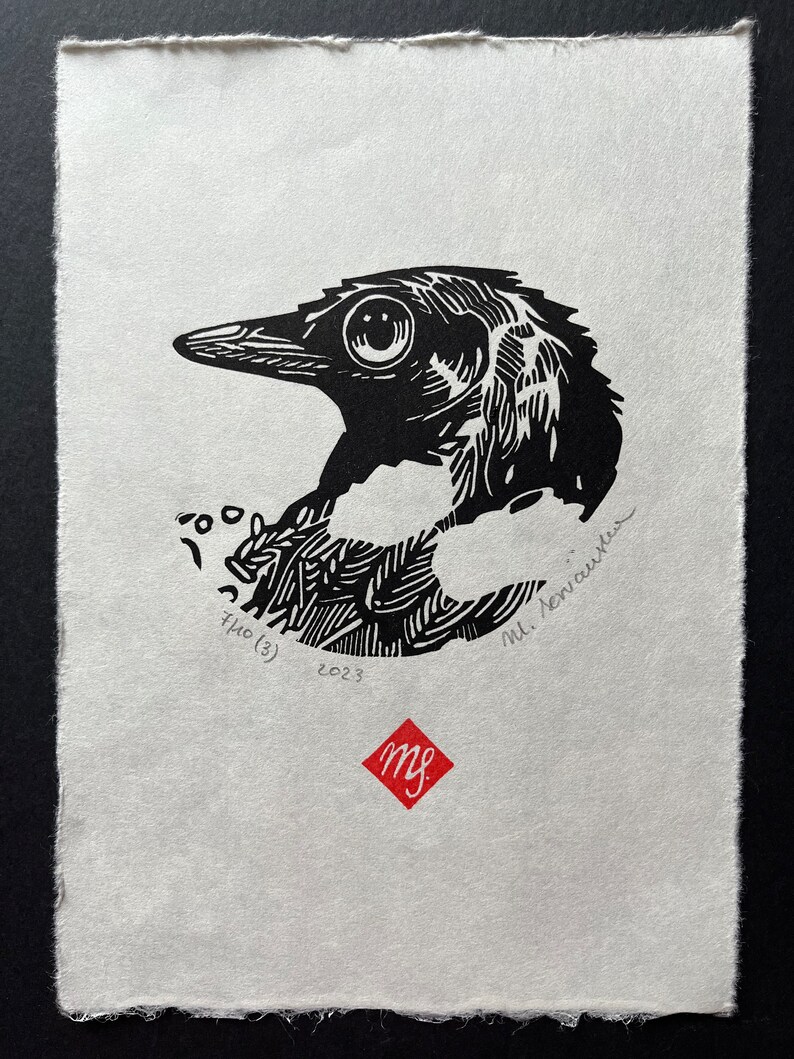 BIRD. Linocut Print - Etsy