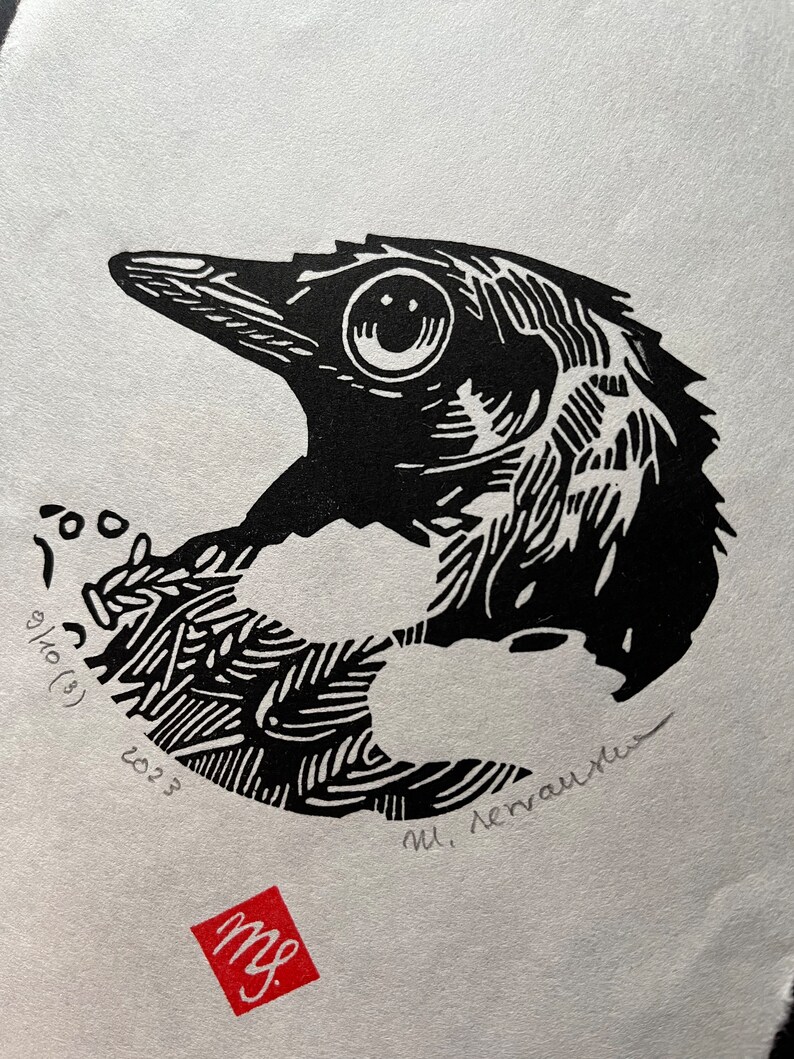 BIRD. Linocut Print - Etsy