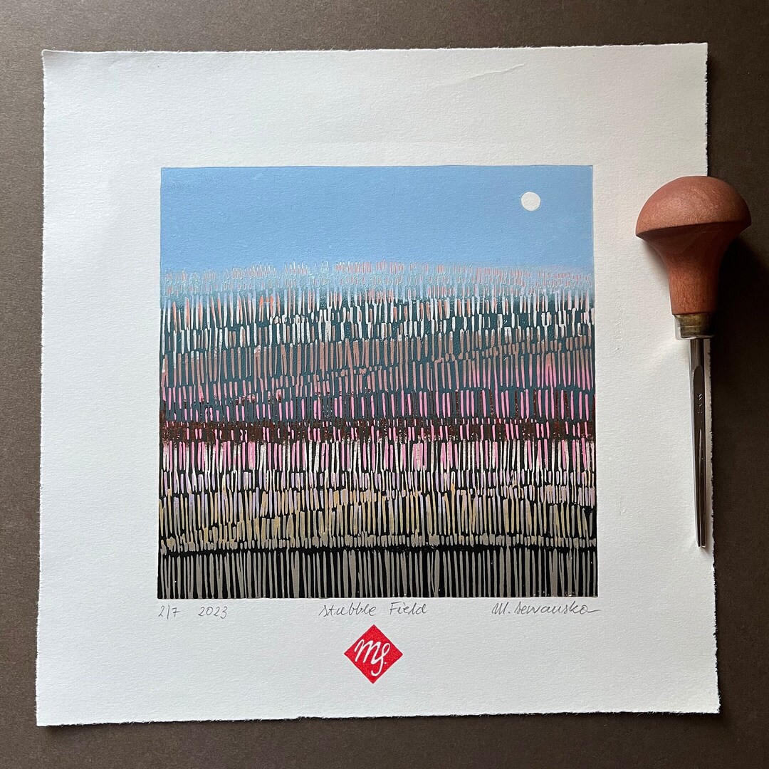 Stubble Field, Lino Art, Lino Print, Linocut Art, Art, Print, Scotland ...