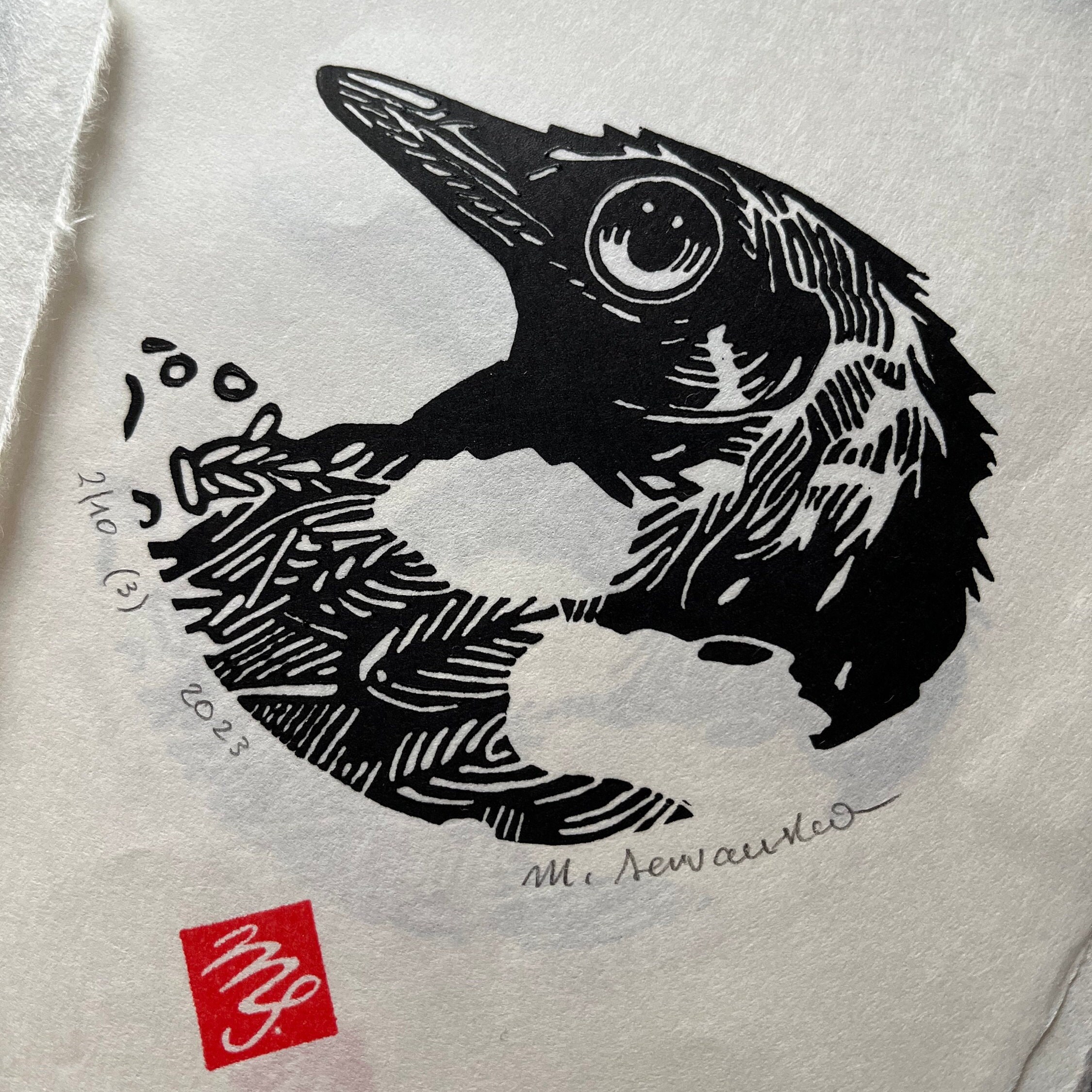 BIRD. Linocut Print - Etsy