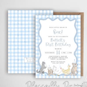 Blue Green Vintage Bear Invitation | Classic Little Bear | Goose Duck ...