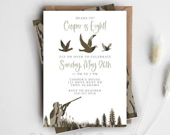 Editable Big One Hunting First Birthday Invitation Template Lucky Duck ...
