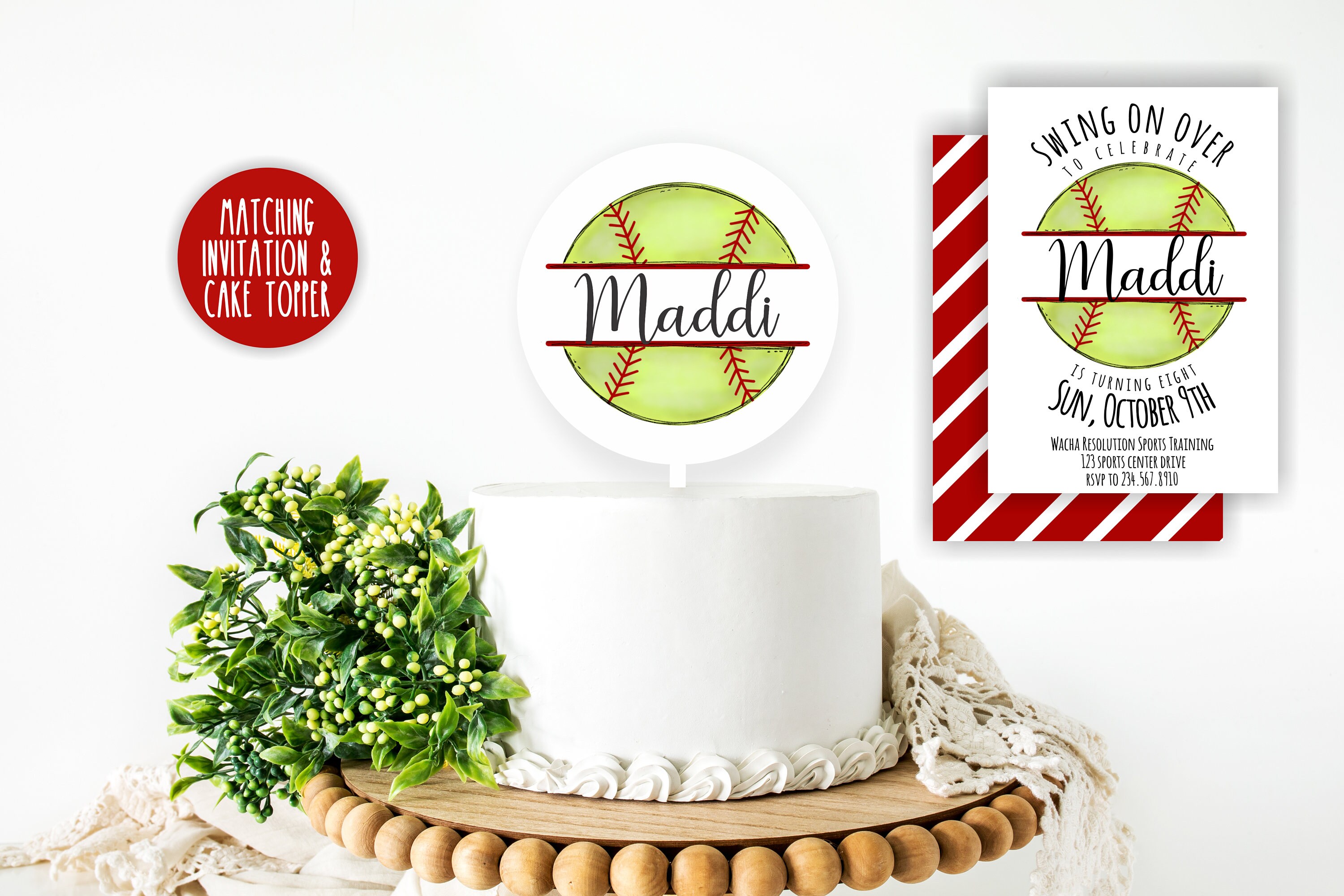 Softball Birthday Invitation Softball Dixie Youth Rec - Etsy