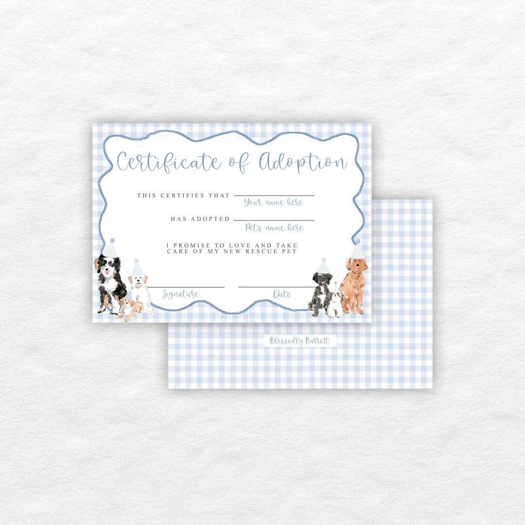 Grandmillennial Golden Year Puppy Dog Adoption Certificates | Snips ...