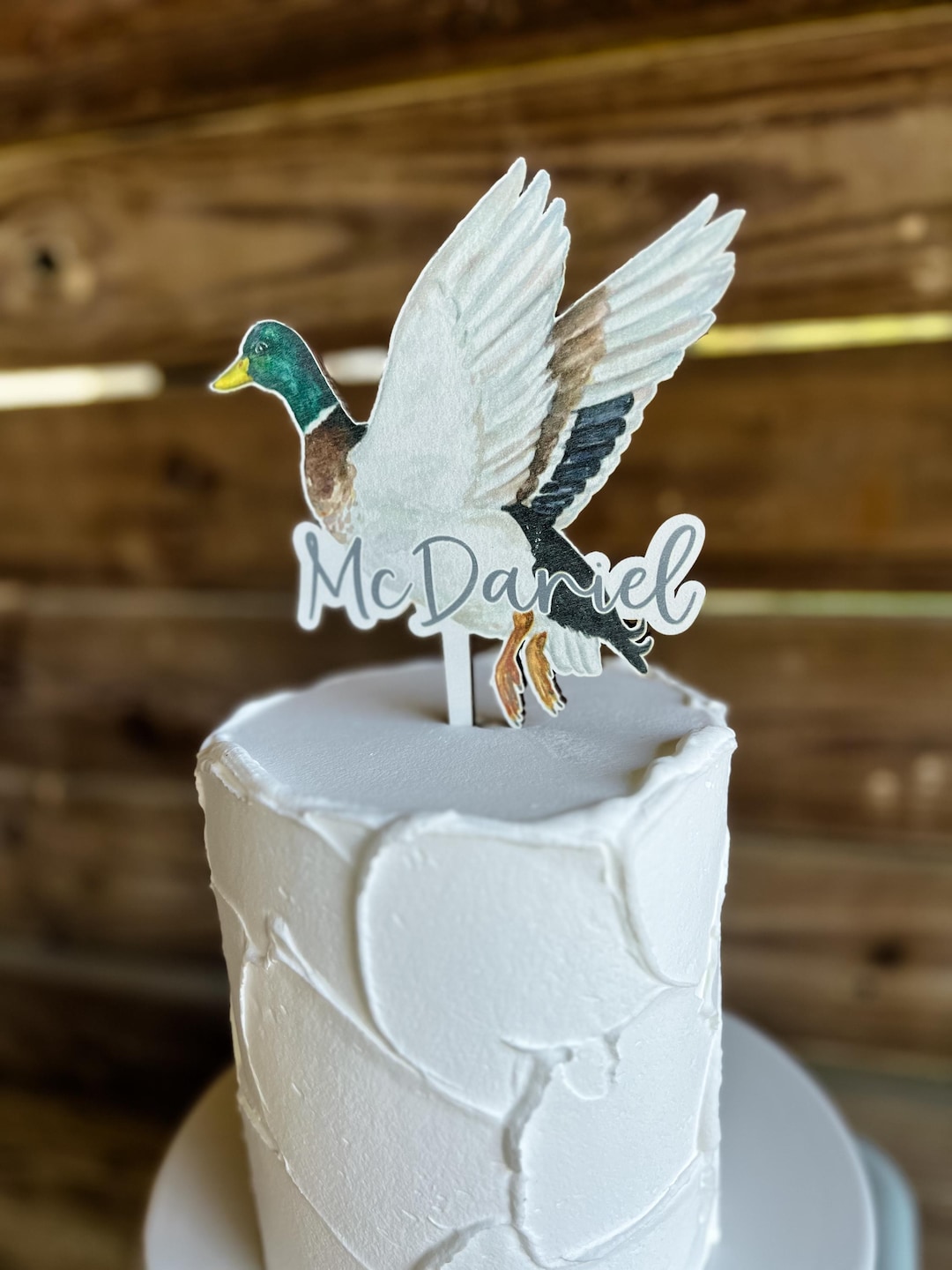 Mallard Cake Topper | One Lucky Duck Birthday | Blue Gingham | Hunting ...