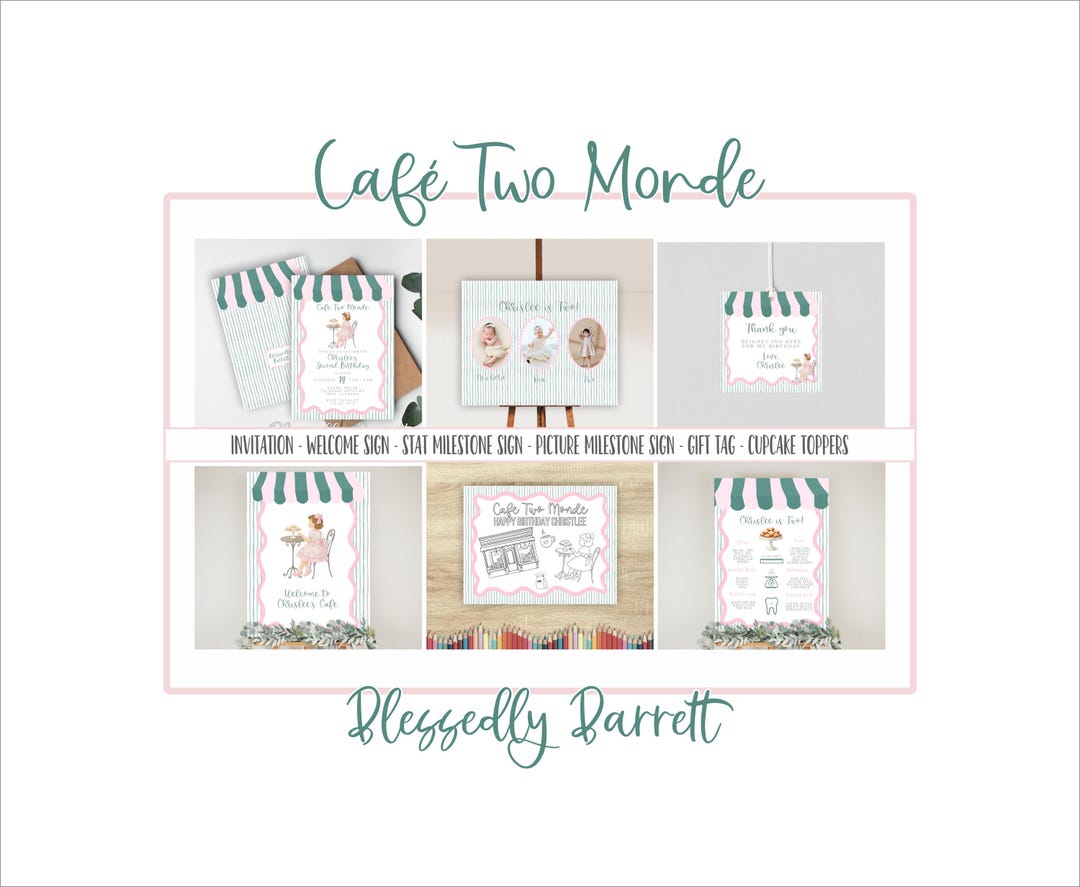 Grandmillennial Cafe Two Monde Birthday Bundle, Beignet, Printable, New ...