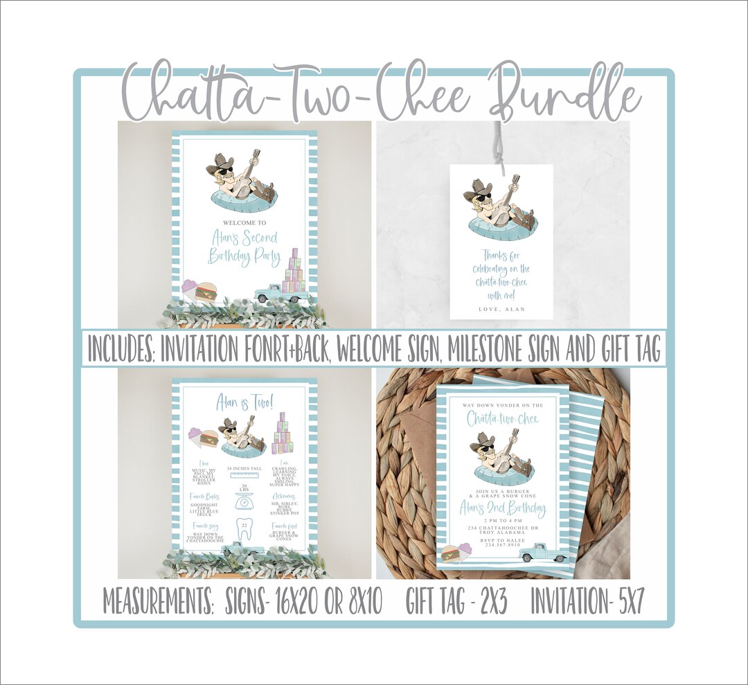 Chatta-two-chee Printable BUNDLE | 2nd Birthday | Way Down Yonder ...