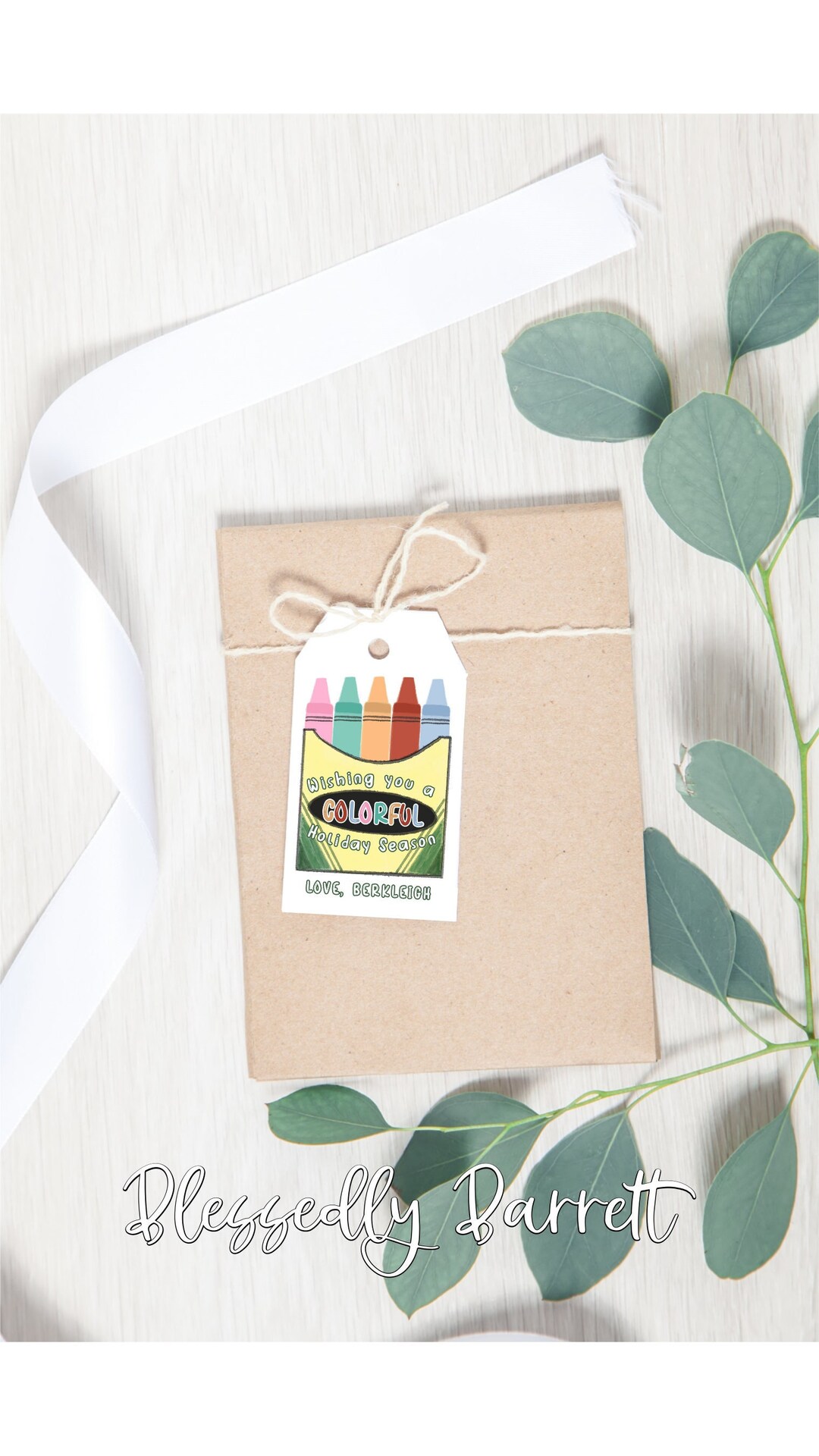 Teacher Gift Tag | Crayon Gift Tag | Class Gift | Birthday Party Favor ...